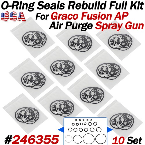 10 Set O-Ring Complete Rebuild Kit 246355 fits Graco Fusion Air Purge ...