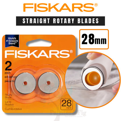 Fiskars 28mm Straight Rotary Cutter Replacement Blades, 2 Pack ...