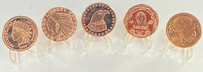 Copper Coins * 1 Oz Each * .999 Bullion * US Mint * 5 Piece Native ...