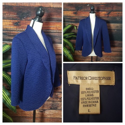 Patrick Christopher Blazer Jacket Large Open Textured Lined Vintage VTG ...