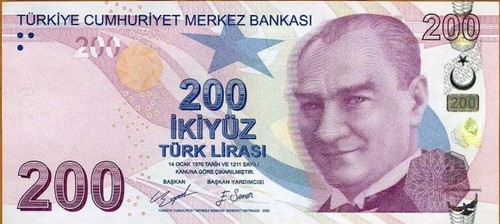 Turkey 200 Lira 2009 Banknote. Single 200 Turkish Lira Currency TRY ...
