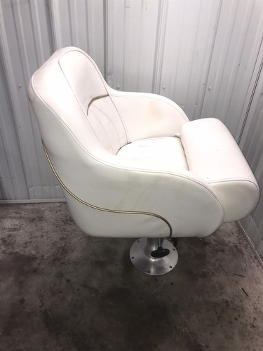 white boat Marine captains chair with adjustable mount base pedestal | eBay