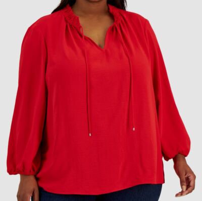 Tommy Hilfiger Women's Red Peasant Top Plus Size 1X | eBay