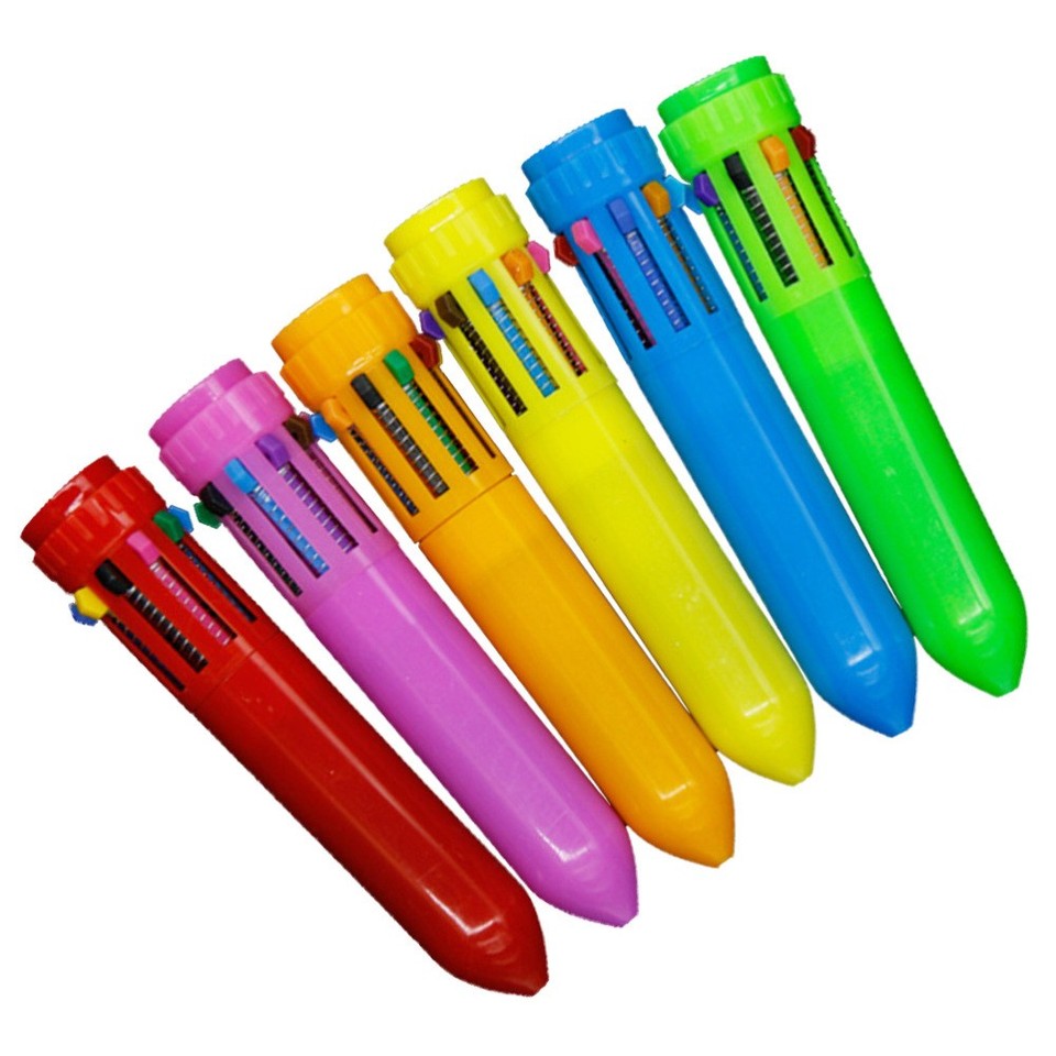 12 Pcs Multicolor Pen Ballpoint Pens Multicolour Student Colorful ...