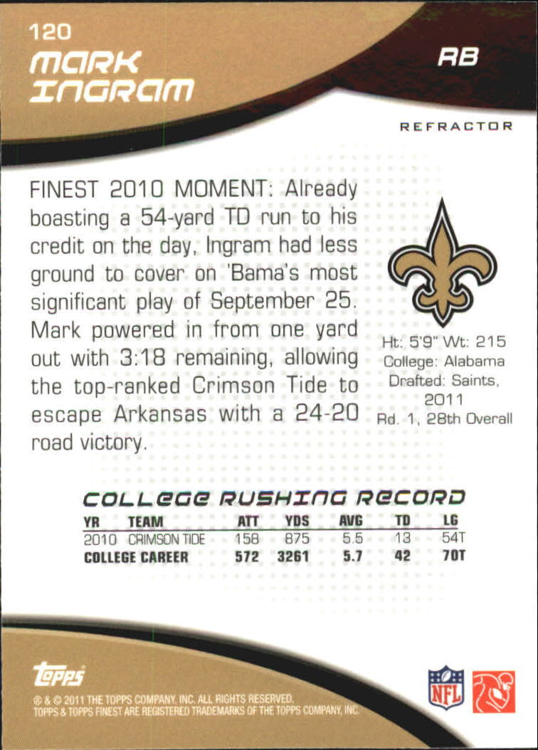 2011 Finest #120 Mark Ingram Rookie Football Card | eBay