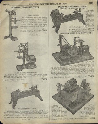 1918 PAPER AD Toy Drill Press Lathe Machine Shop Motor Grinding Saw Jig ...