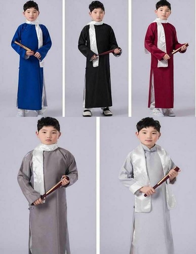 New Chinese Kids Ancient Mandarin Boys Robe Long Gown Ip Man Costume ...