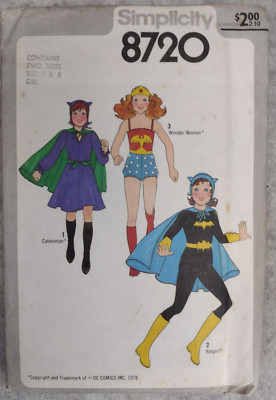 Simplicity Pattern 8720 Girls 7-8 Costume Dc Superheros Wonder Batgirl ...