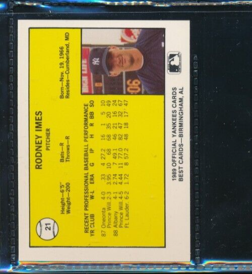 1989 Best #21 Rodney Imes Albany-Colonie Yankees Signed Autograph (HD52 ...