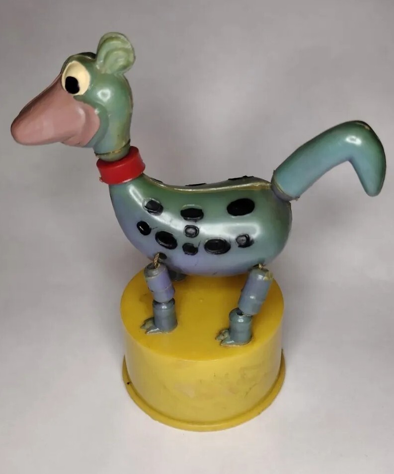 1960's Hanna-Barbera Kohner Flintstones Dino Dinosaur Push Puppet Toy ...