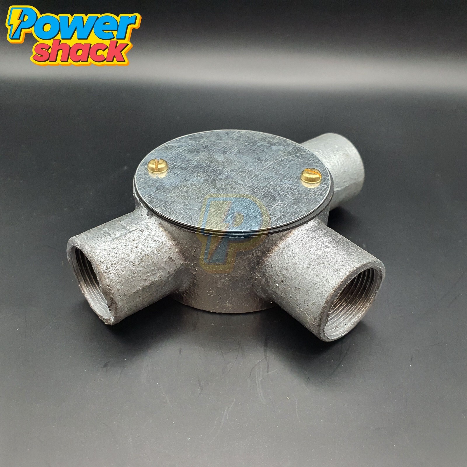 25mm Galv 3 Way Tee Box - Galvanised Metal Conduit with Lid, Gasket ...