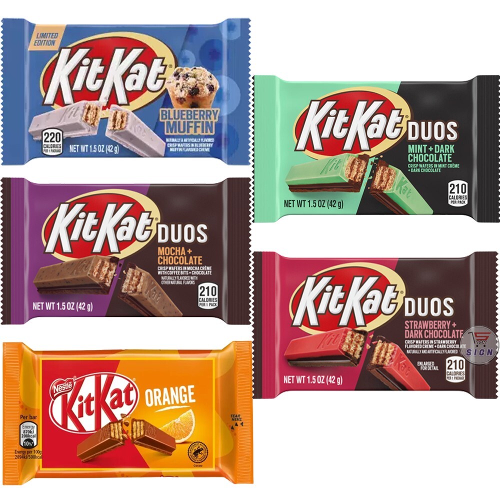 5 Mixed Kit Kat 4 Finger Duos Strawberry dark Blueberry muffin ...