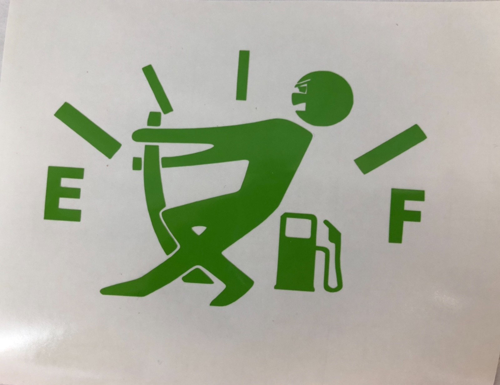 Man Struggling With Gas Gage Green Vinyl Decal Bumper Sticker Window ...