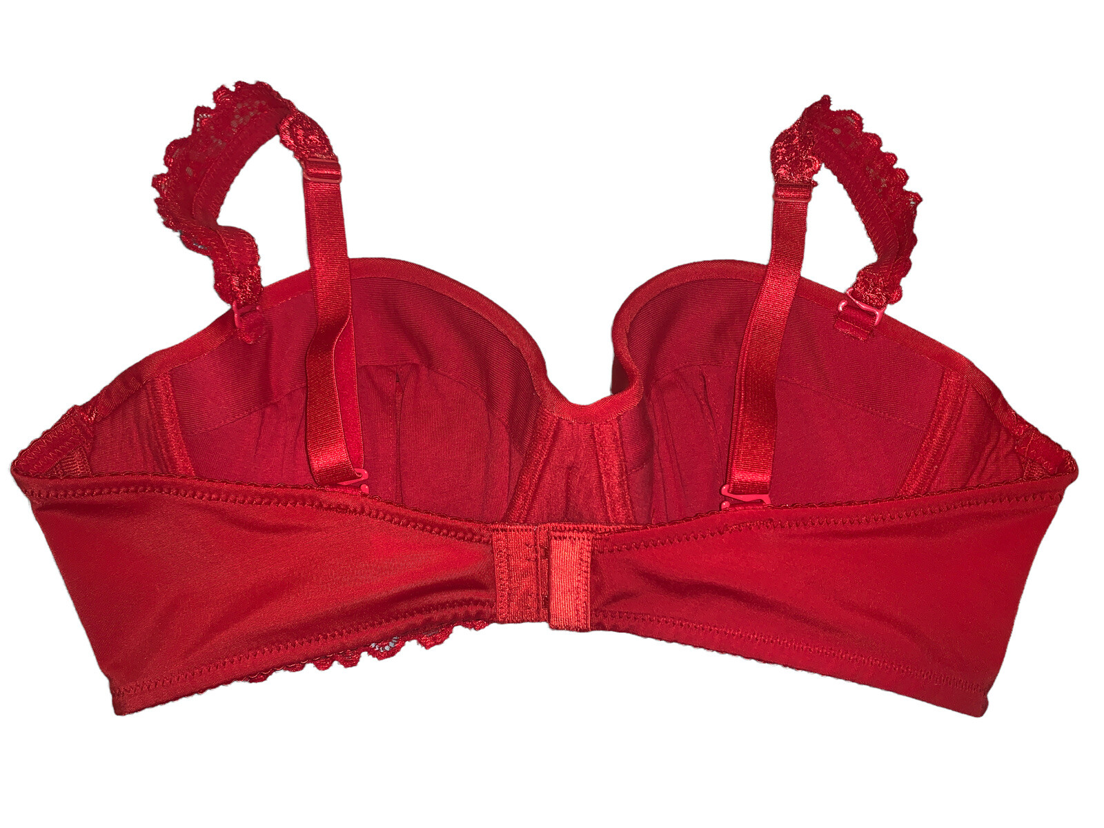 Frederick's of Hollywood Balconette Push Up Bra 36B Red Lace Underwire ...