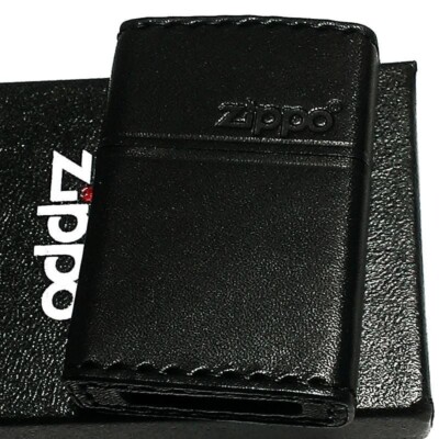 ZIPPO Lighter Leather Wrap Zippo Logo Black Leather Black Simple ...