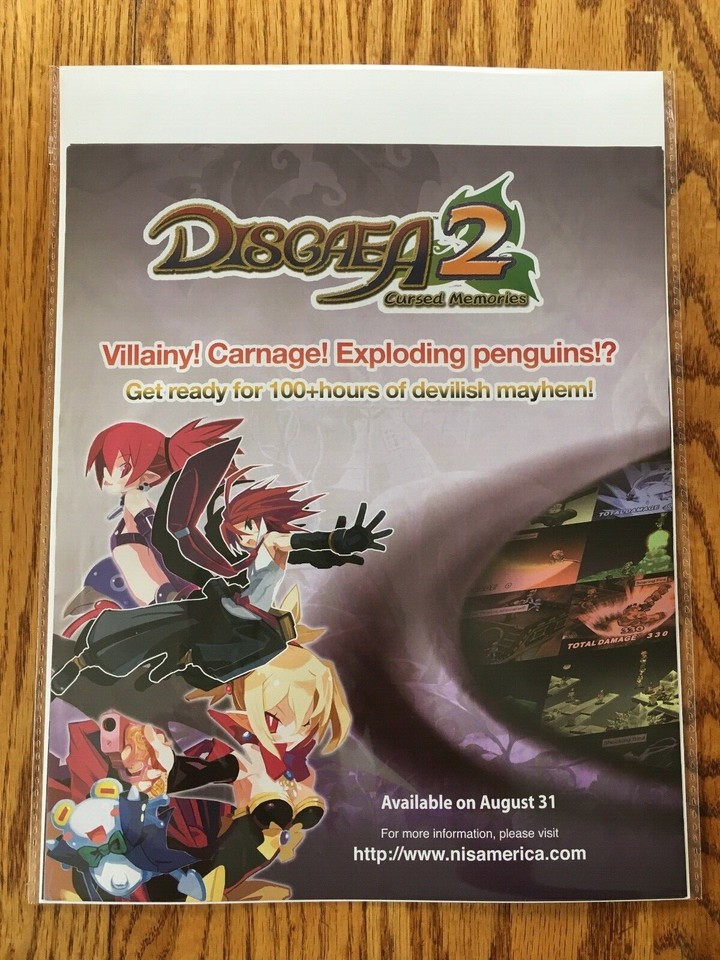 Disgaea 2: Cursed Memories PS2 Playstation 2 2006 Vintage Poster Ad Art ...