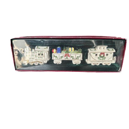 Vintage 90s Porcelain Holiday 3-Piece Train Set | eBay