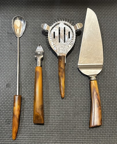 Vintage Four Piece Entertaining Set Bakelite Handles Bar Cake Cutter | eBay
