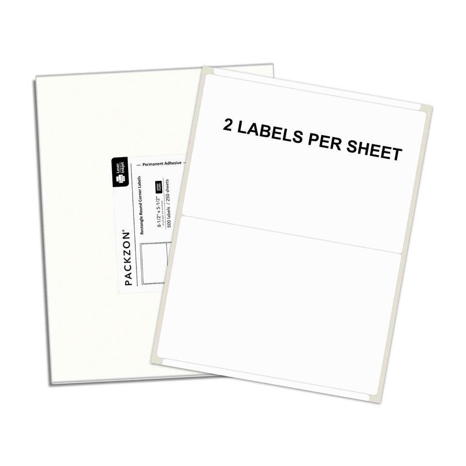 400 8.5x5.5 Half Sheet Shipping Labels 2 per Sheet for Laser and Inkjet ...