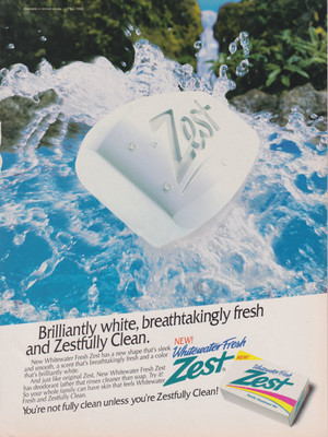 Zest Soap Vintage 1992 Magazine Print Ad Page Whitewater Fresh ...