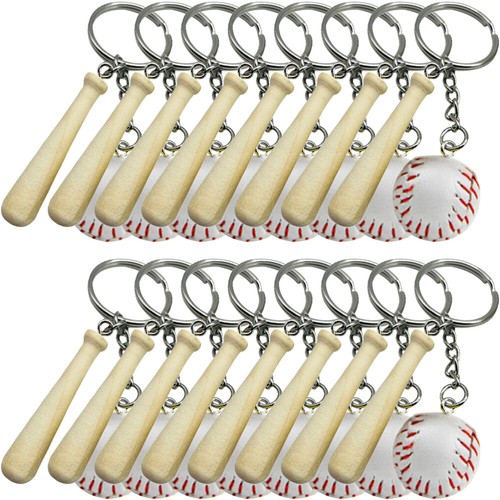 16 Pcs Key Chain Jewelry Sports Pendants Mini Baseball Keyring Man ...