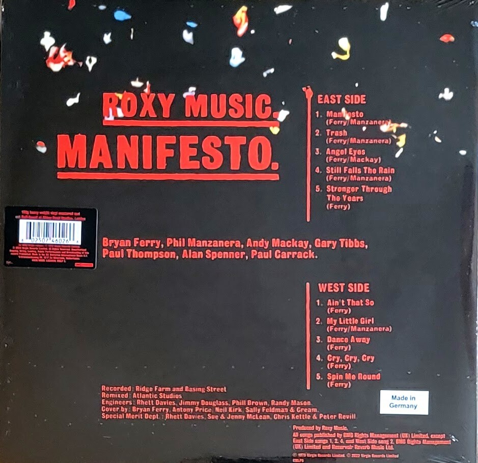 ROXY MUSIC - MANIFESTO - 180-GRAM VINYL LP " NEW, SEALED " 602507460266 ...