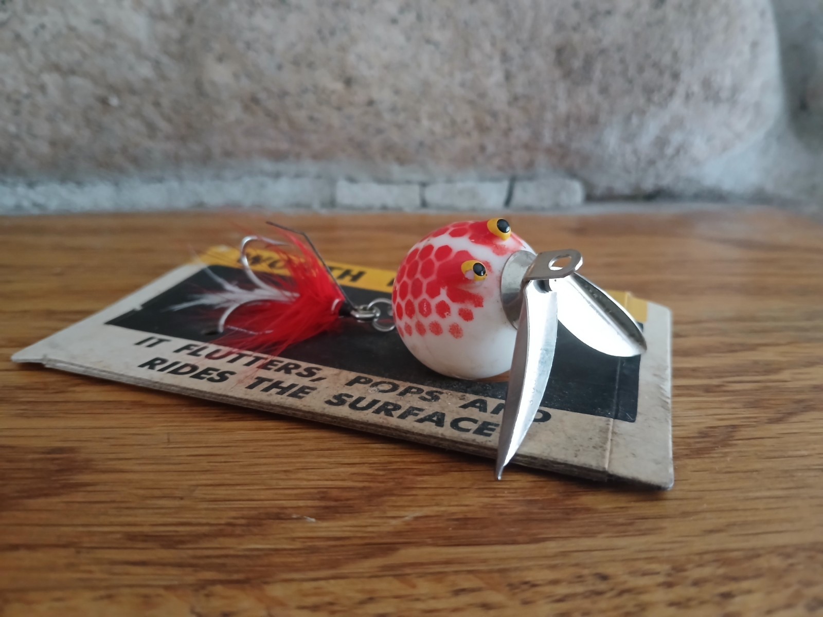 Worth Flutter Fin Fishing Lure Red And White Color On Original Card ...