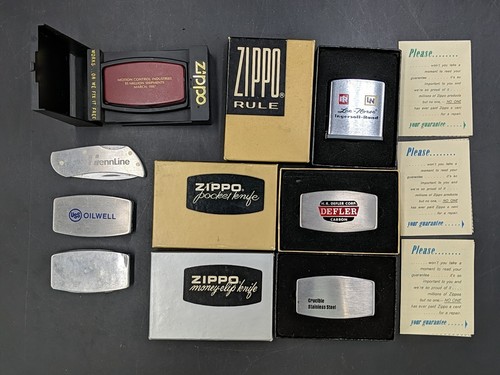 Lot of 7 Zippo Branded Pocket Knives & Ruler, Advertising Oilwell ...
