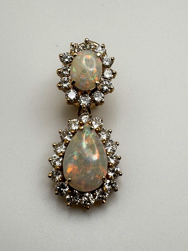 Vintage Estate 14k Yellow Gold Opal Pear Shape Tear Drop Earrings ...
