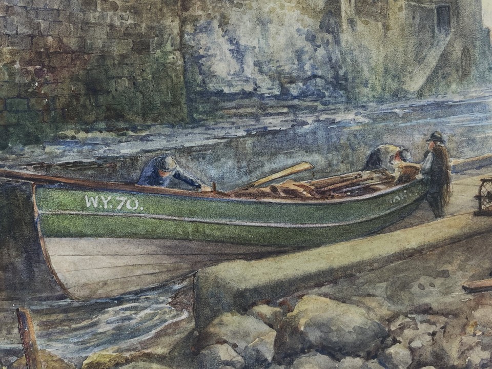 Antique Watercolor Painting Fred E. Graham Listed Artist Fishing Boat ...