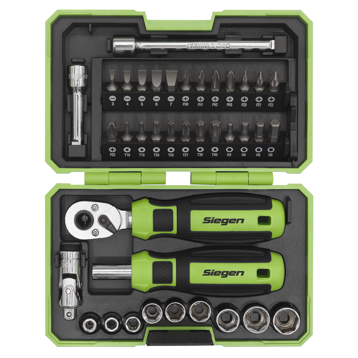 Dual Drive Socket & Bit Set 38pc 1/4 Dr Flip Reverse Spinner UJ 4mm ...