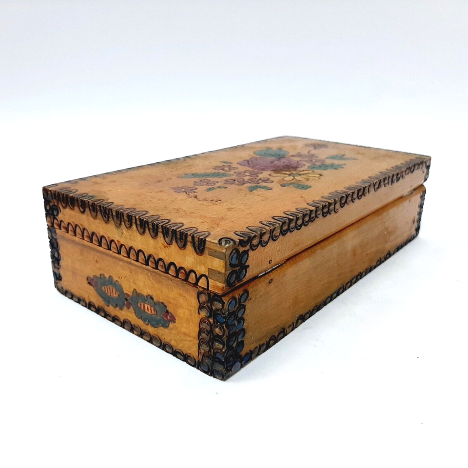 Vintage pyrography wooden box(12.4) | eBay