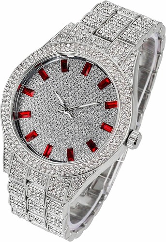 Men's Hip Hop Rapper Silver plated Iced Luxury Simulate Diamond Metal ...