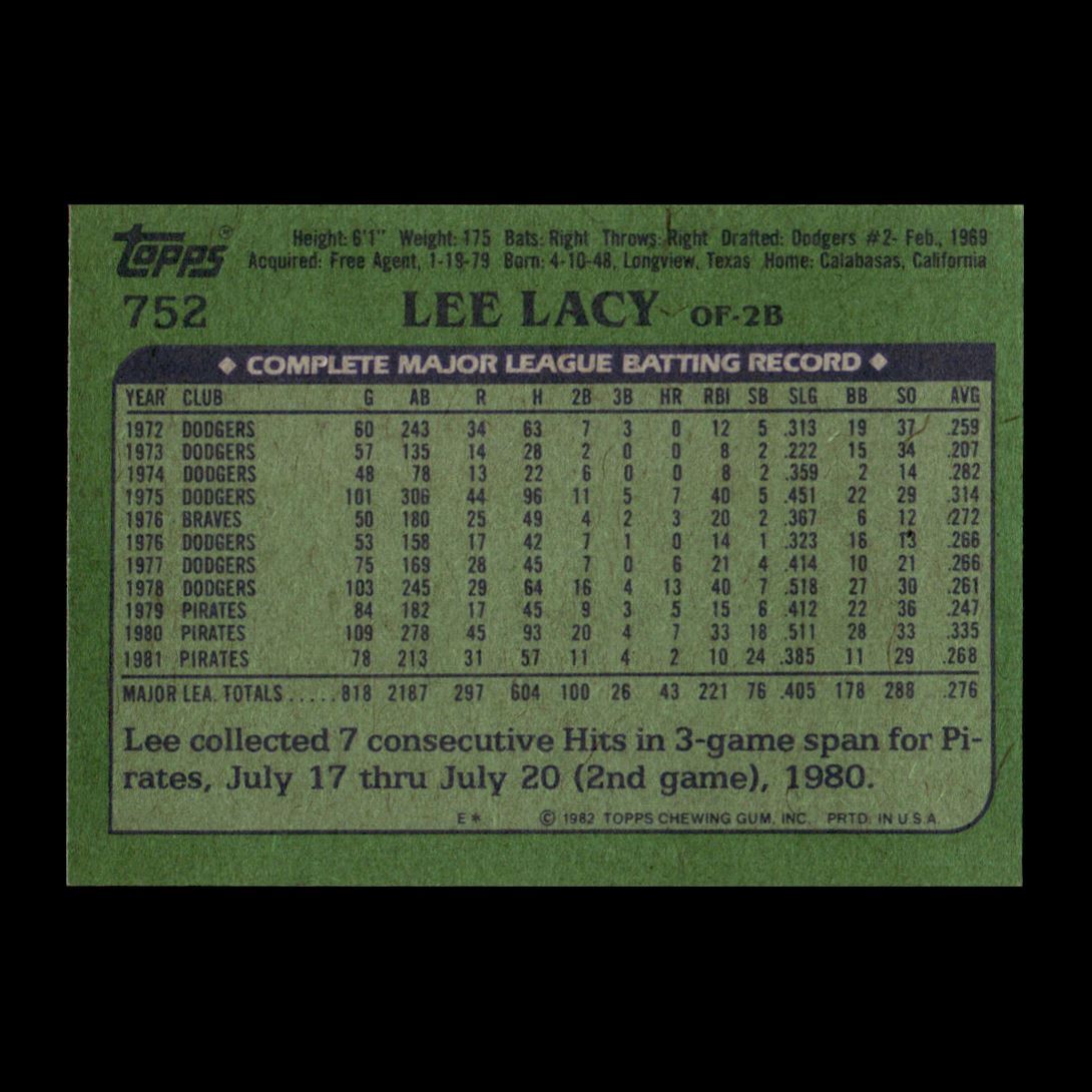 Lee Lacy 1982 Topps Pittsburgh Pirates #752 R313H 53 | eBay