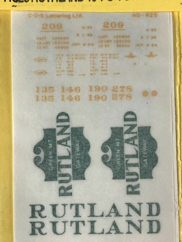 CDS #425 Rutland 40' PS Boxcar Lettering Dry Transfers Set HO Scale New ...