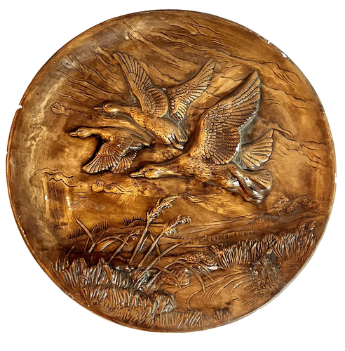 VTG MCM Ceramic Wall Plate Plaque Flying Ducks Wall Art Hand Painted 10 ...