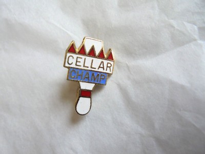 Cool Vintage Cellar Champ Upside Down Bowling Pin Bowler Award Lapel ...