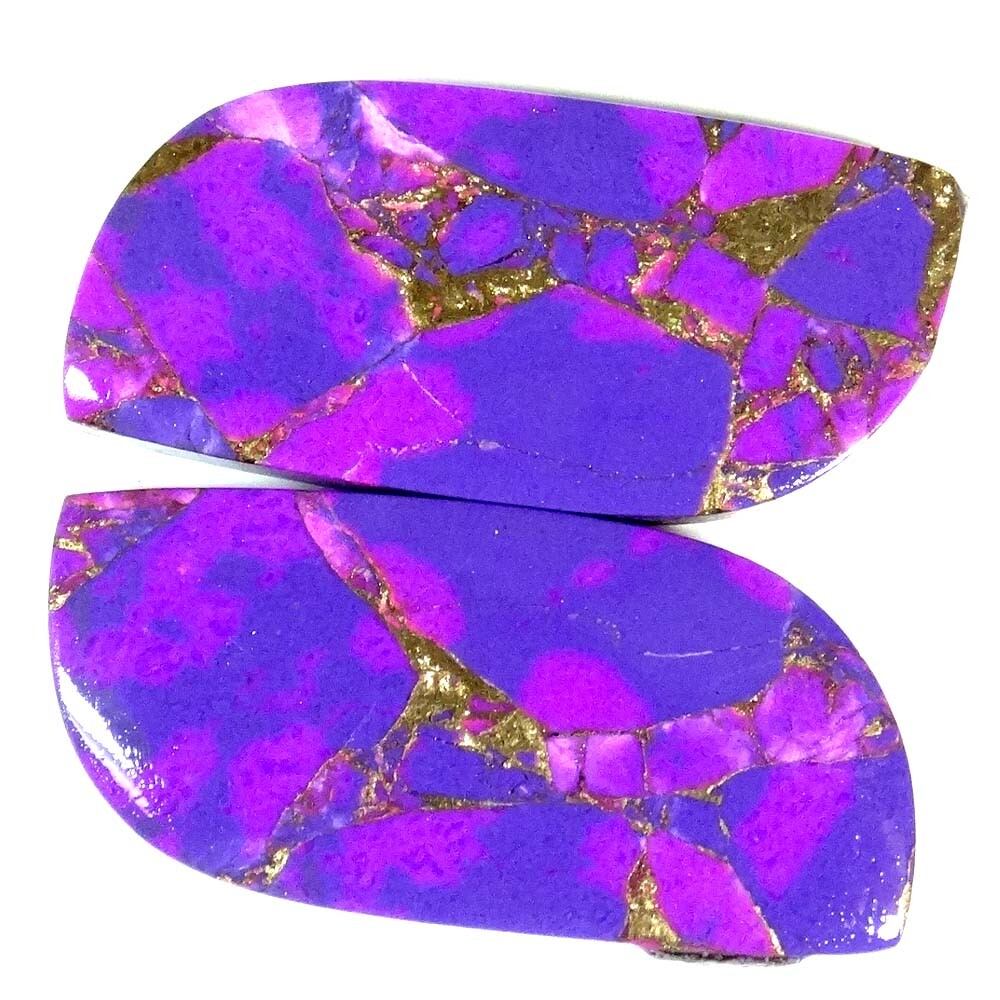 21.85Cts. 13X27X4mm Natural Copper Purple Turquoise Fancy Cab Top Pair ...
