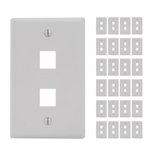 2-Port Faceplate for Keystone Connectors, Single Gang Outlet Box, Wall ...