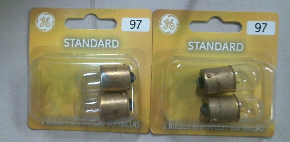 GE 97 Miniature Lamp Bulb 9w Single Contact 12V, Lot Of 2, (96104) FS ...