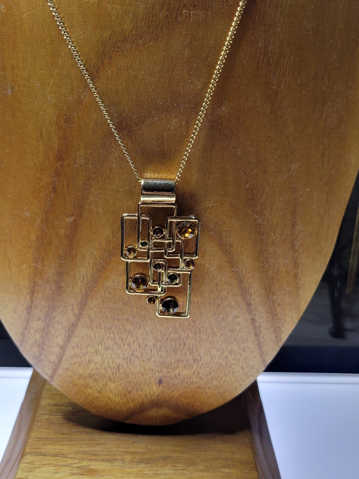 Retired Signed Lia Sophia Gold Tone Jigsaw Pendant with Sparkly ...