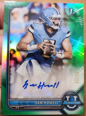 SAM HOWELL 2021-22 BOWMAN UNIVERSITY 1ST CHROME GREEN RC AUTOGRAPH 2/99 ...