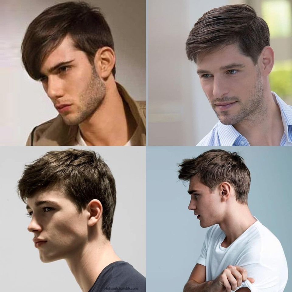YYHR Short Brown Wig male straight natural side part actor cosplay ...