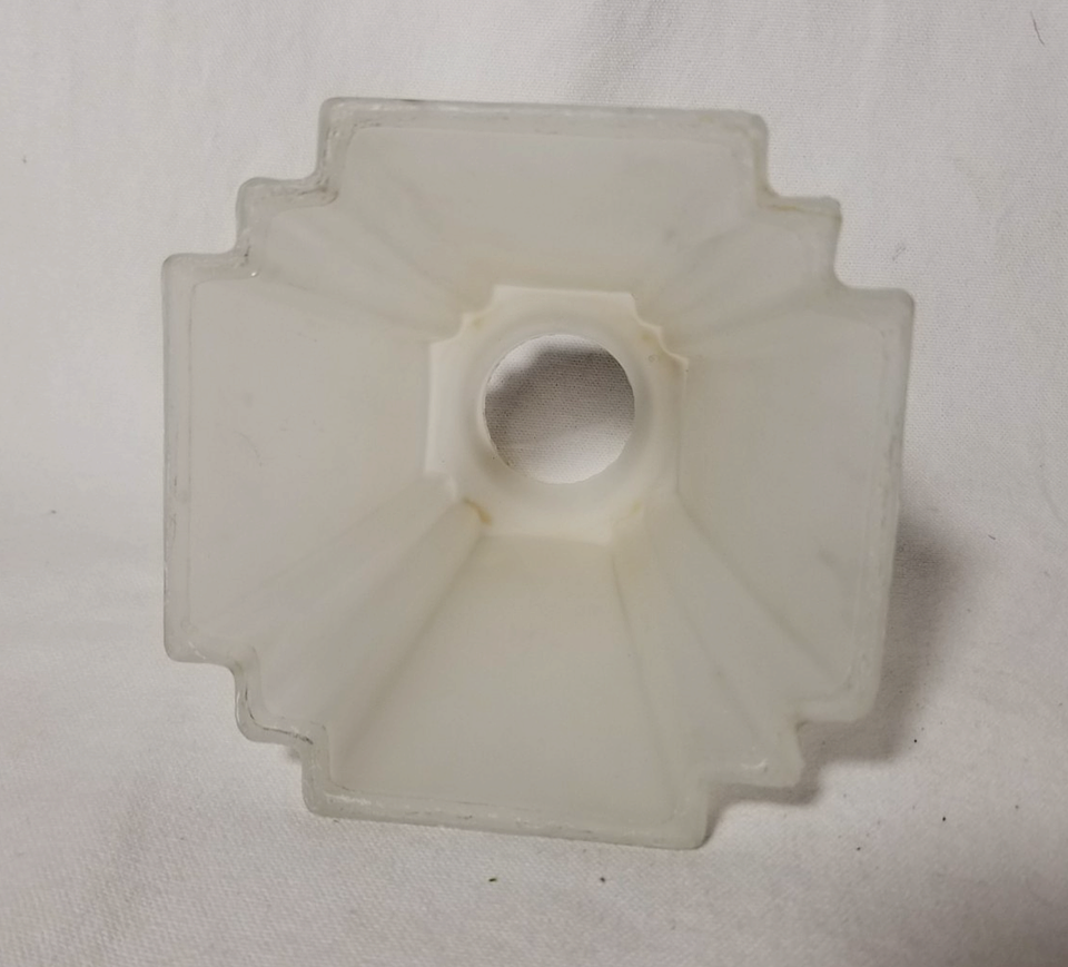 Vtg Art Deco Square Cut Corner Frosted Glass Tulip Shade 5in tall 2in ...