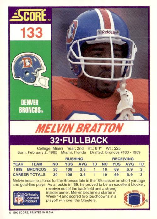 1990 Score #133 Melvin Bratton | eBay