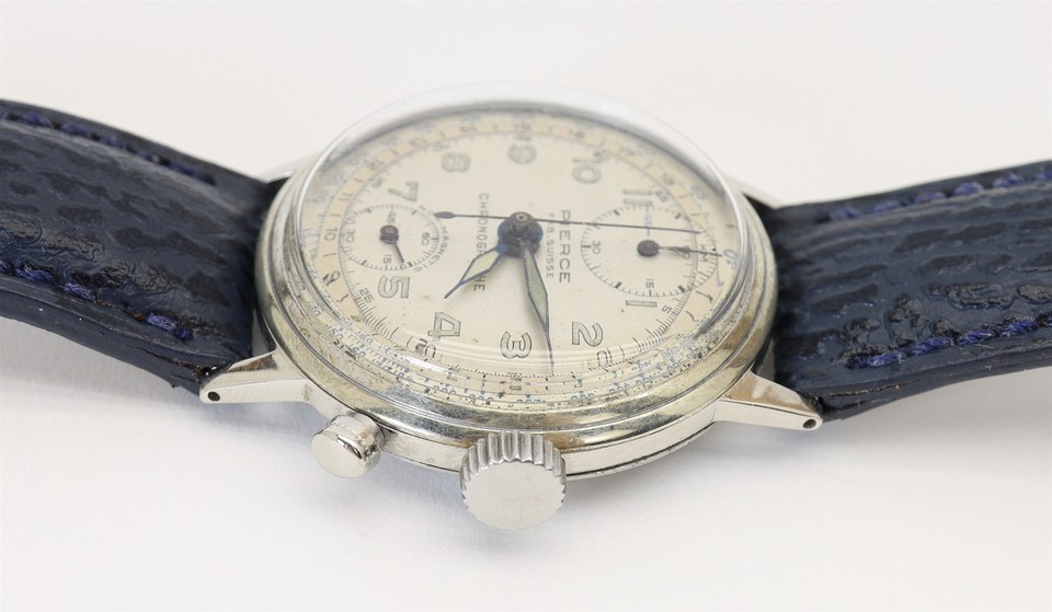 Pierce Vintage 1940s Mono-pusher Chronograph Watch Tachymeter Telemeter ...