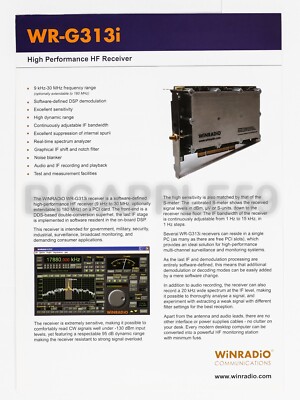 Sales Flyer / Brochure For WinRadio WR-G313i Shortwave HF Radio ...