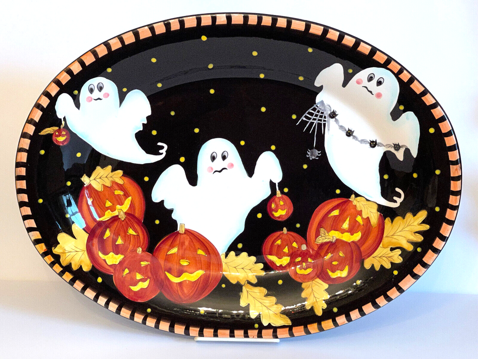 HALLOWEEN GATES WARE HUGE PLATTER PLATE . GHOSTS, "SHOWPIIECE". 14" BY ...