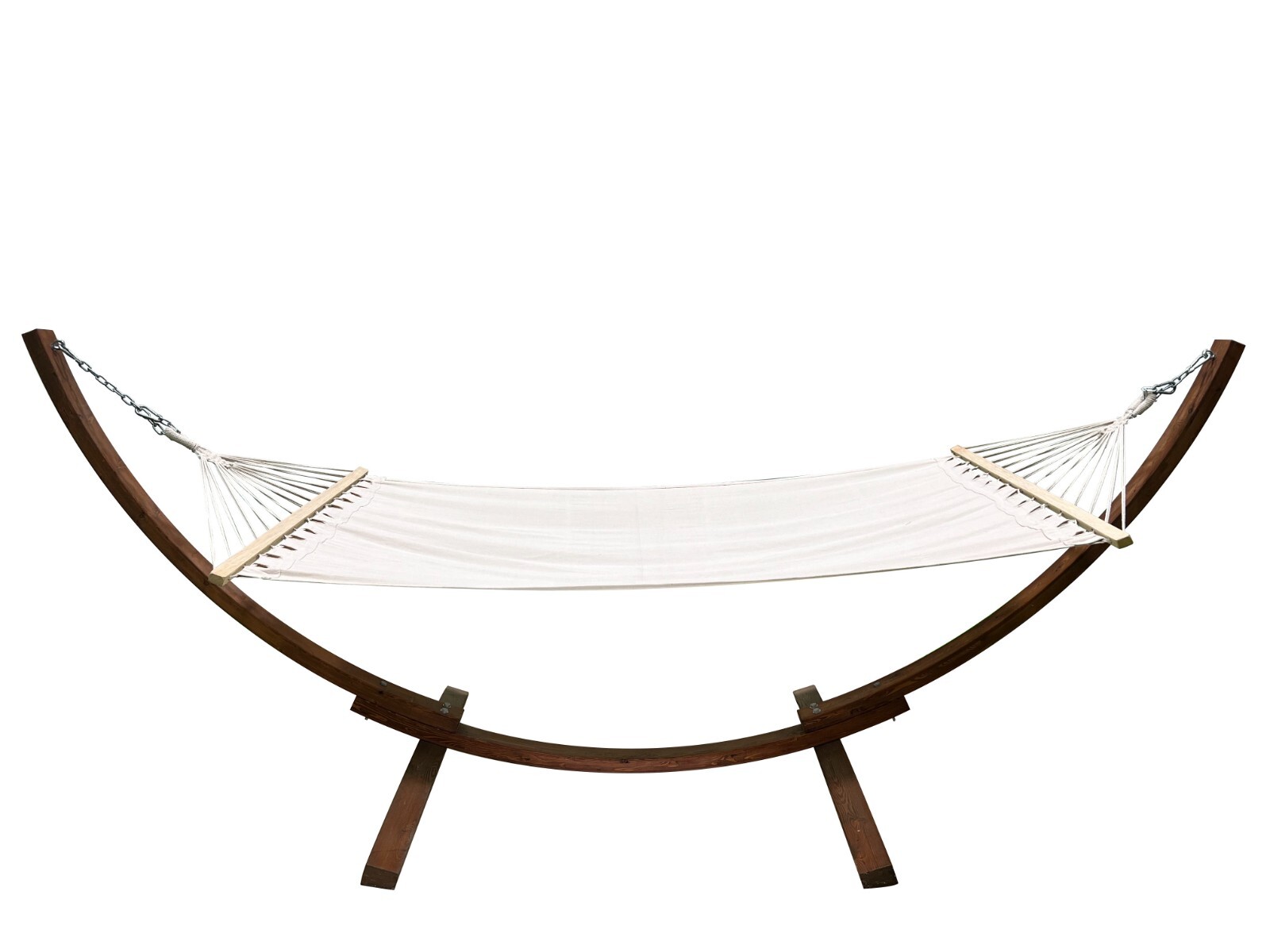 12 Ft Water Treated Teak Stain Wooden Arc Hammock Stand + Beige Hammock ...