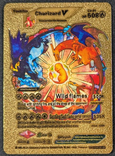 Charizard V Gold Foil Fan Art Collectors Pokemon Card (NM) | eBay